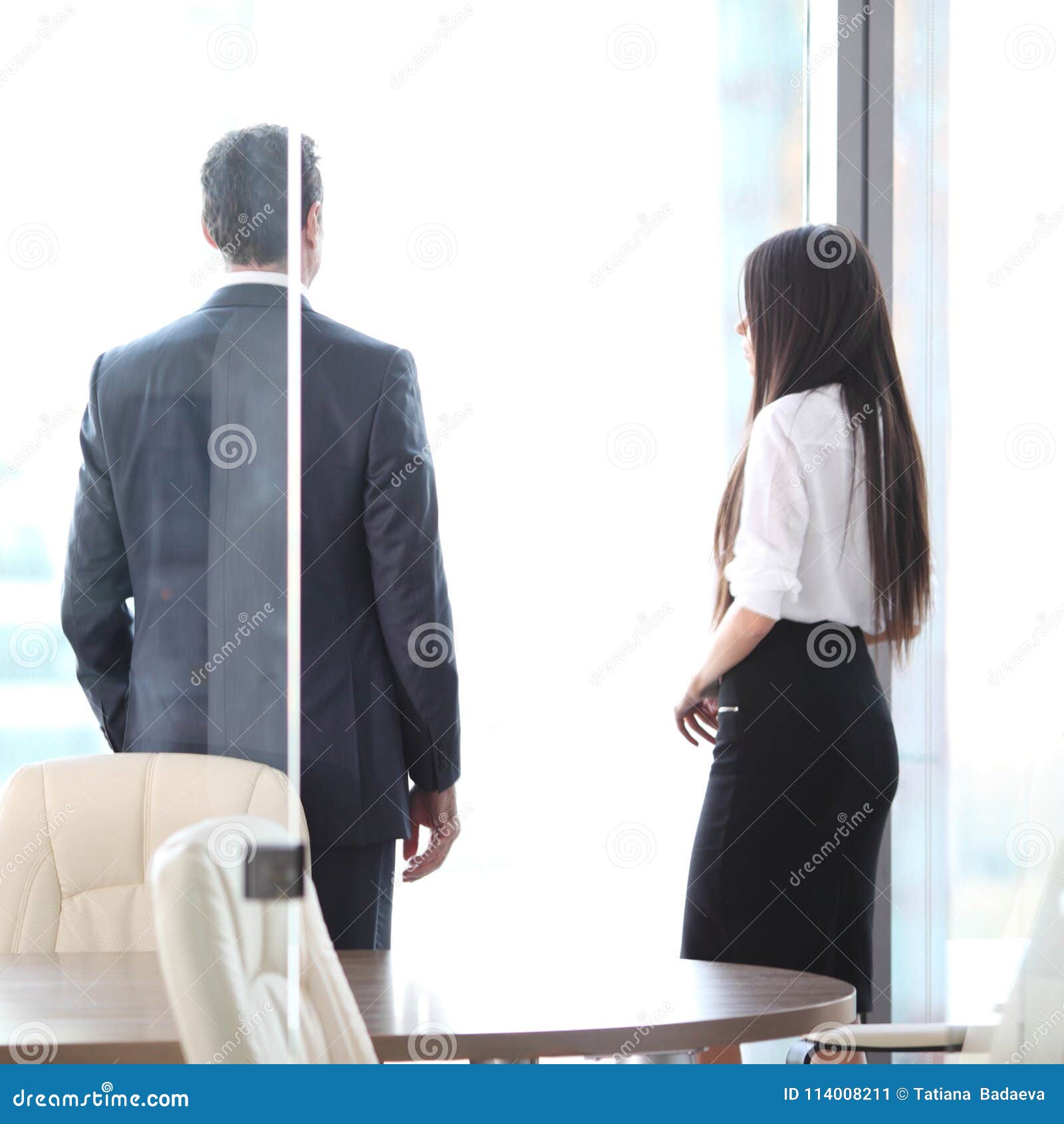 Business People Looking at Window Stock Image - Image of cityscape ...