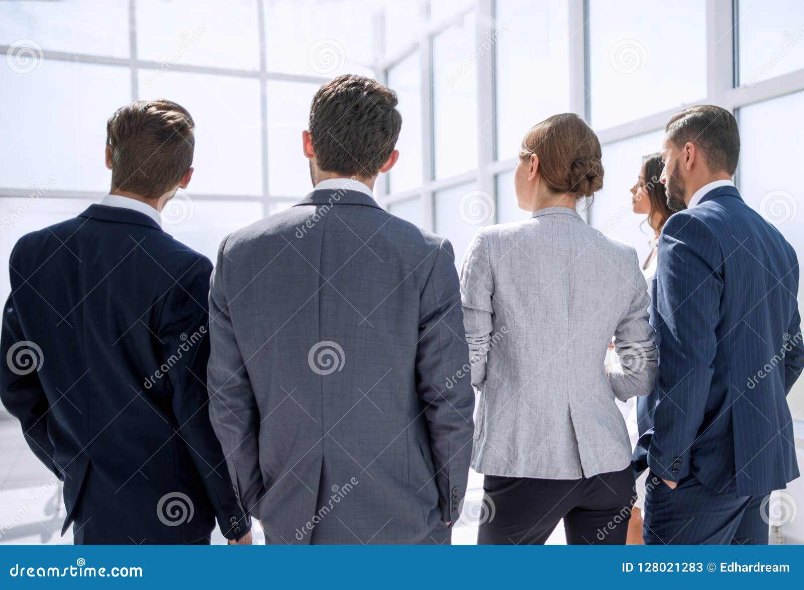 Rear View.business Team Looking at Copy Space Stock Image - Image of ...