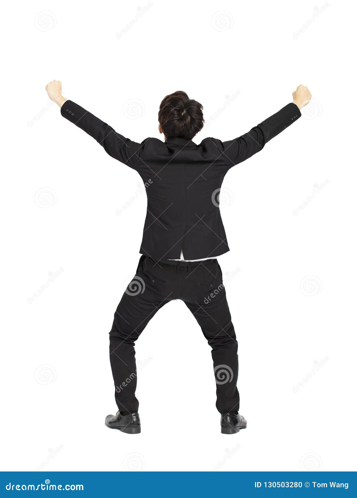 Rear View of Businessman Celebrating Success Stock Photo - Image of ...