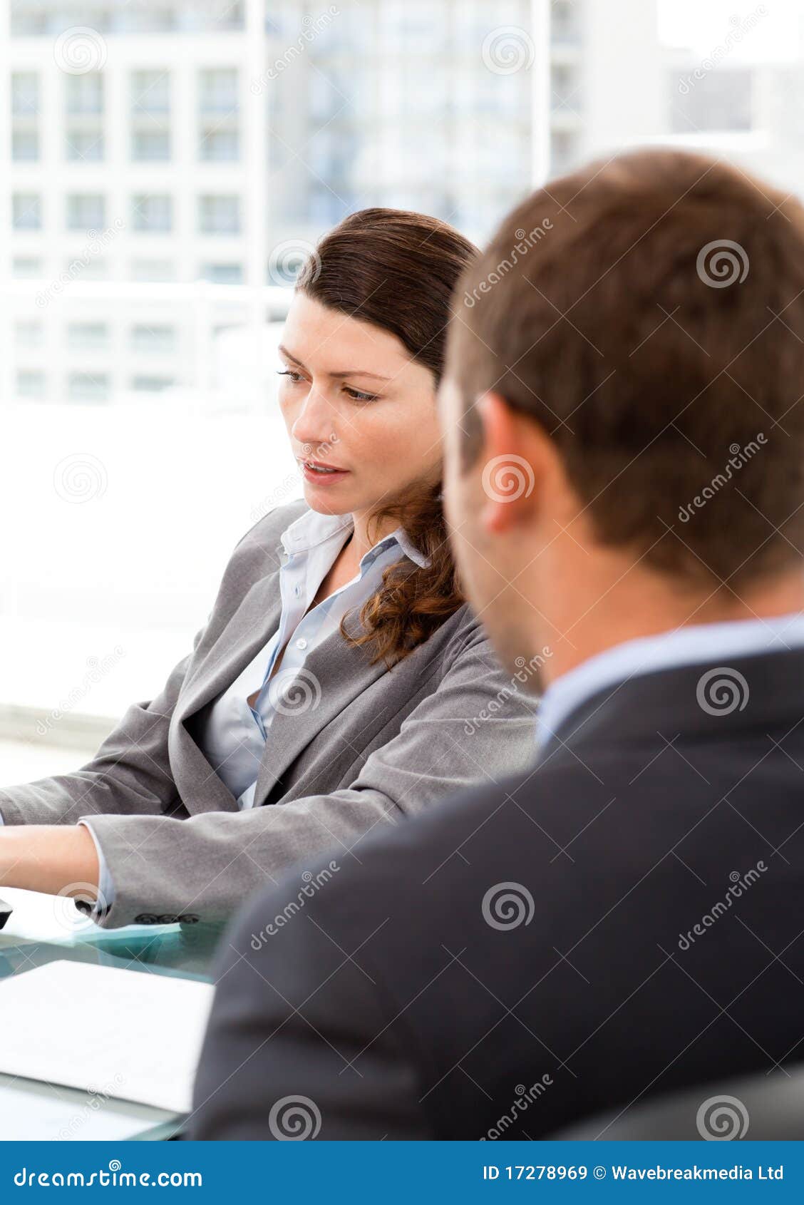 Rear View of a Businessman during an Interview Stock Image - Image of ...
