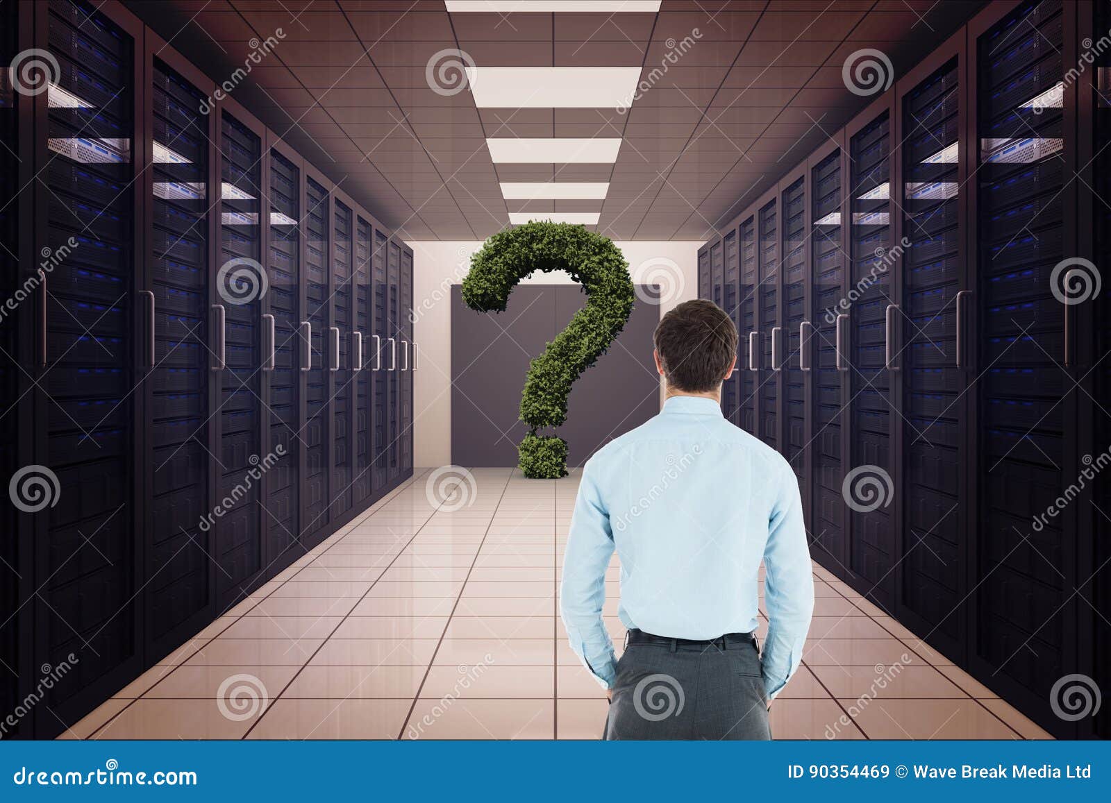 Rear View of Businessman Looking at Question Mark Stock Image - Image ...
