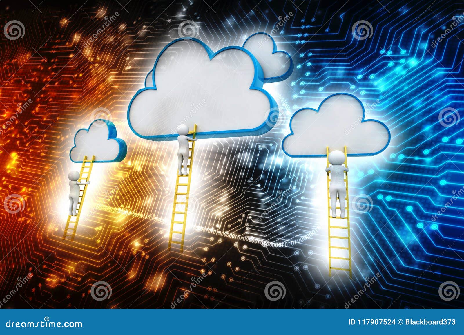 Cloud Computing Digital Illustration, Technology Background Stock ...