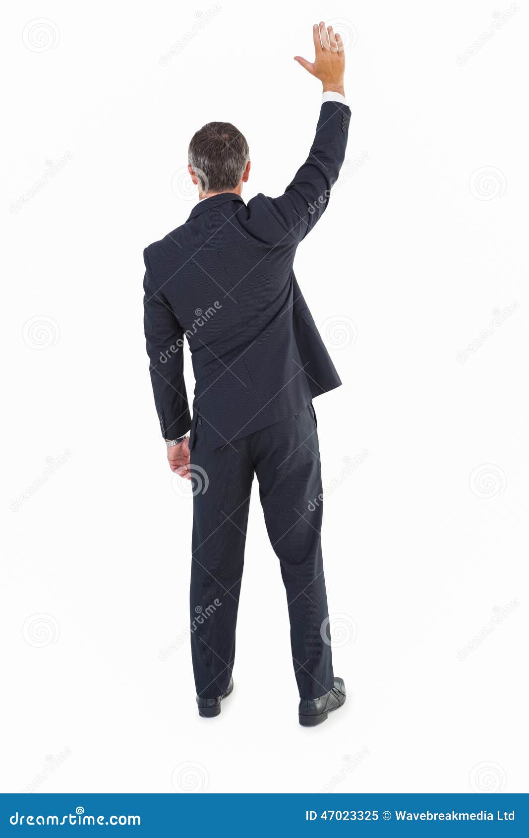 Rear View of a Businessman in Suit Waving Stock Image - Image of ...