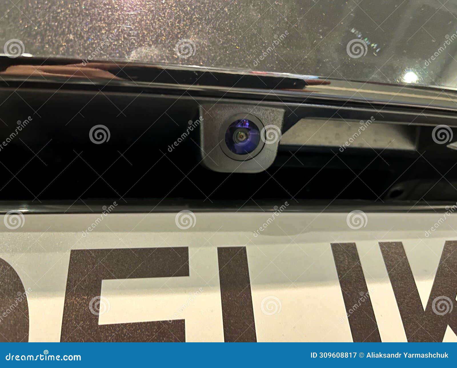Rear View Camera with Washer Installed on the Car Stock Image - Image ...