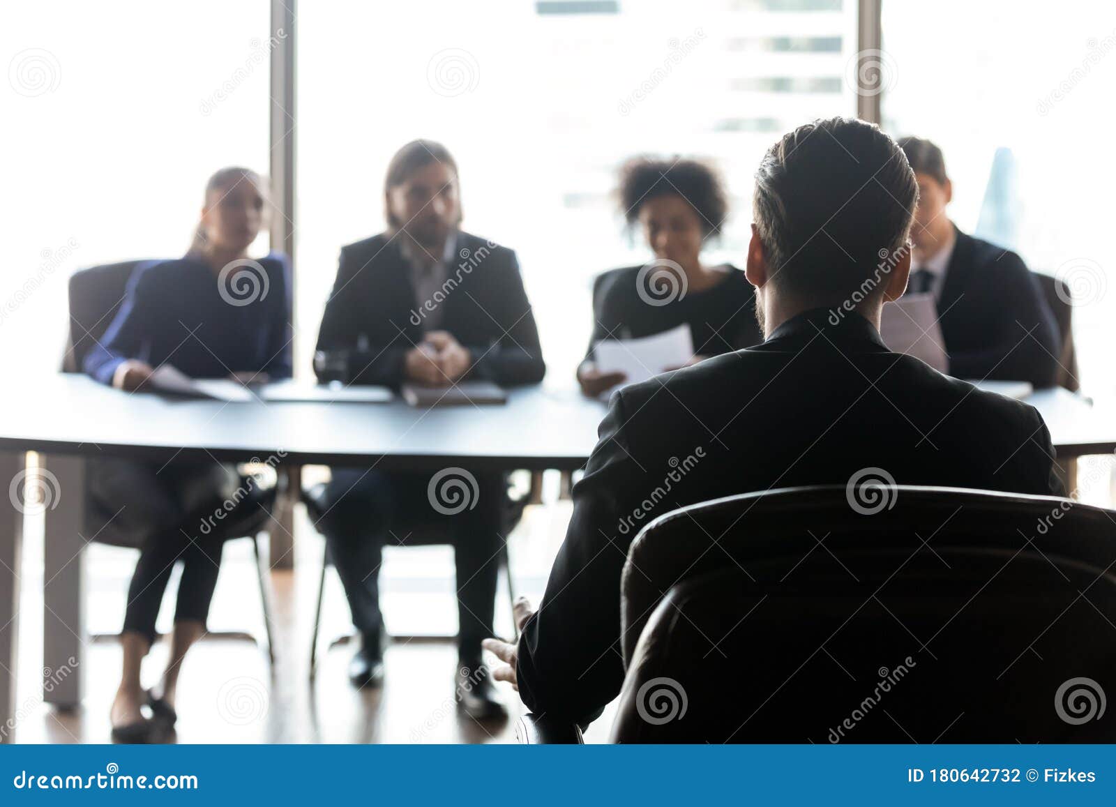 Rear View Candidate Waiting for Hr Managers Decision on Interview Stock ...