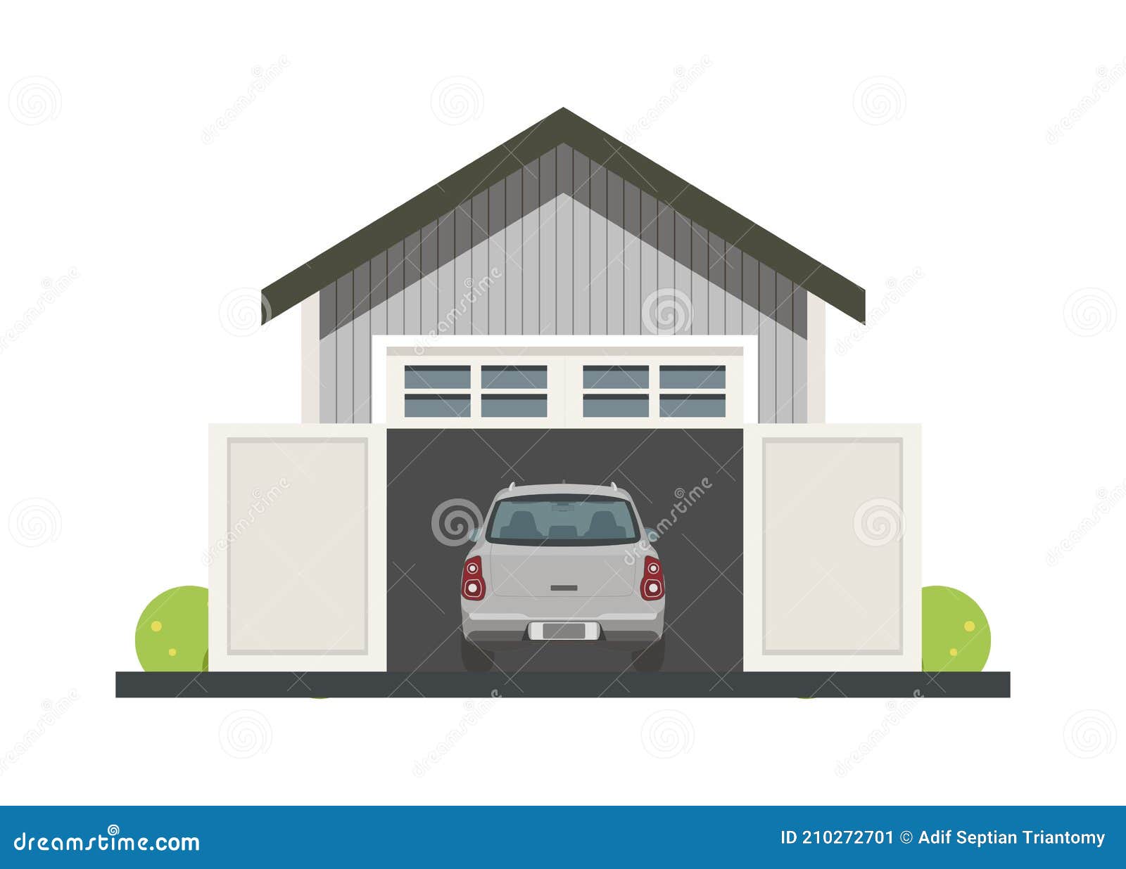 Simple Illustration of a Car Inside the Wooden Garage Stock Vector ...