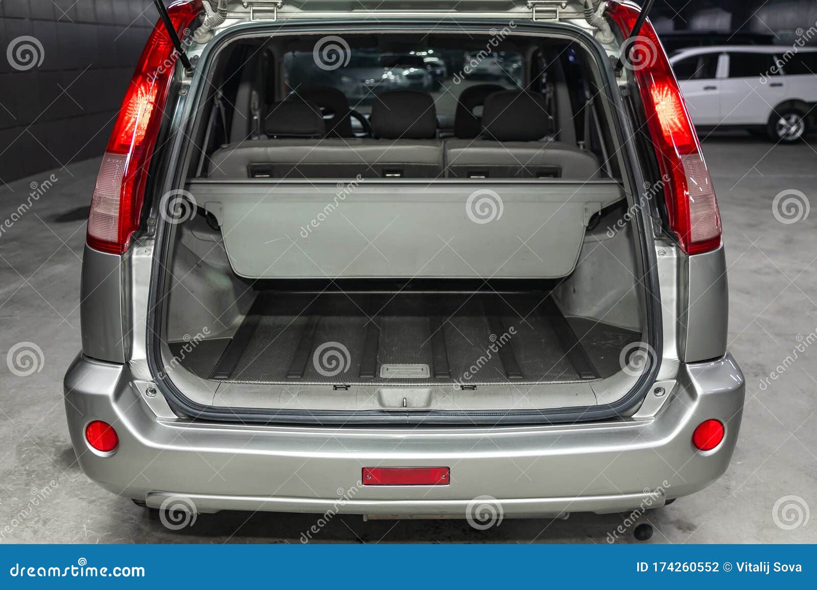 Rear View of a Car with an Open Trunk Stock Photo - Image of business ...