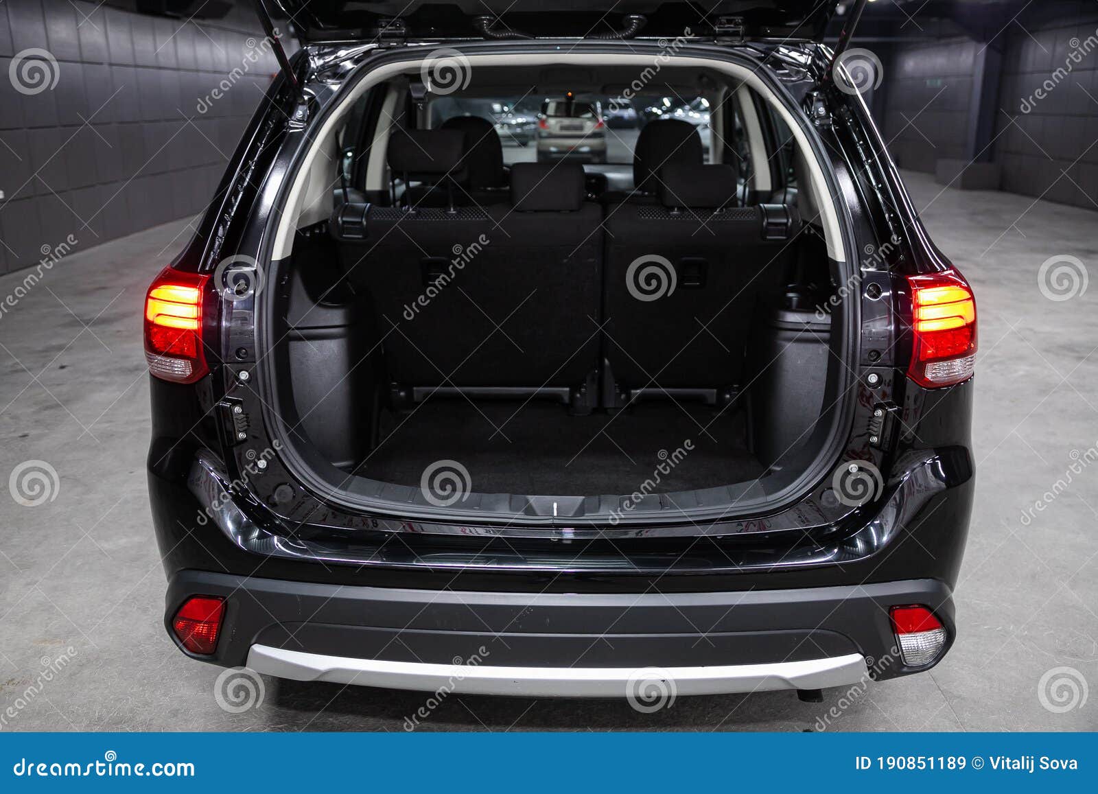 Rear View of a Car with an Open Trunk. Stock Image - Image of clean ...