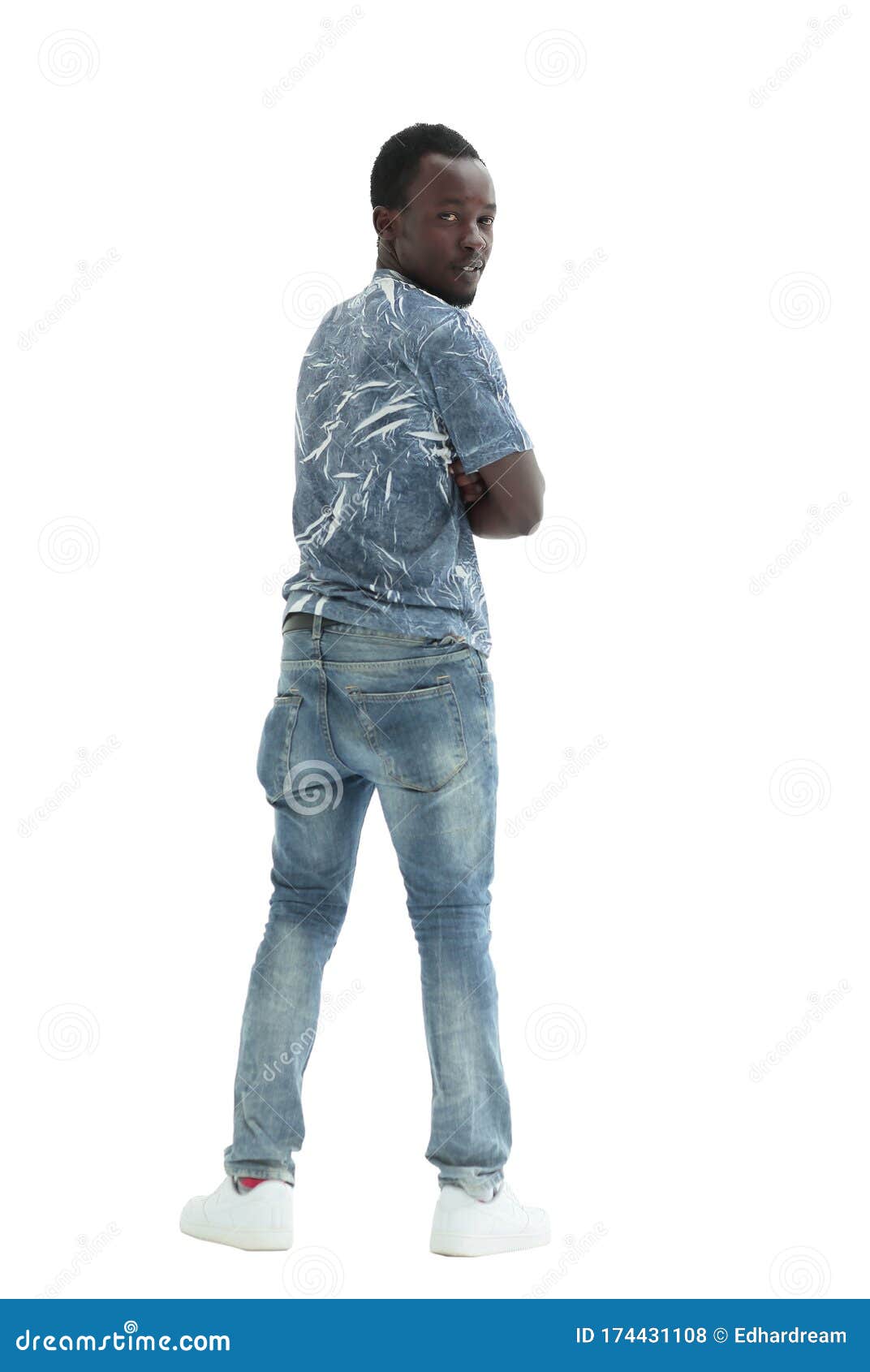Rear View. Casual Young Man Looking at the Camera Stock Photo - Image ...