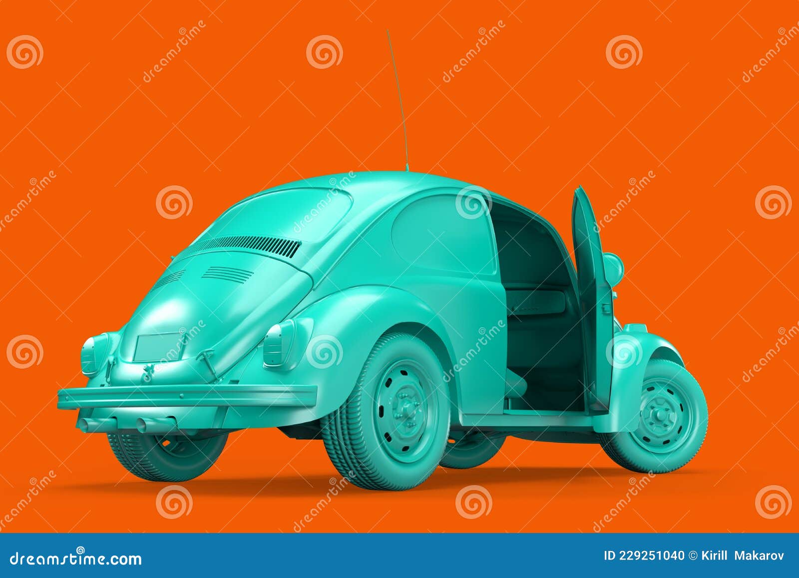 Rear View of Classic Vintage Car. 3D Illustration Stock Illustration ...