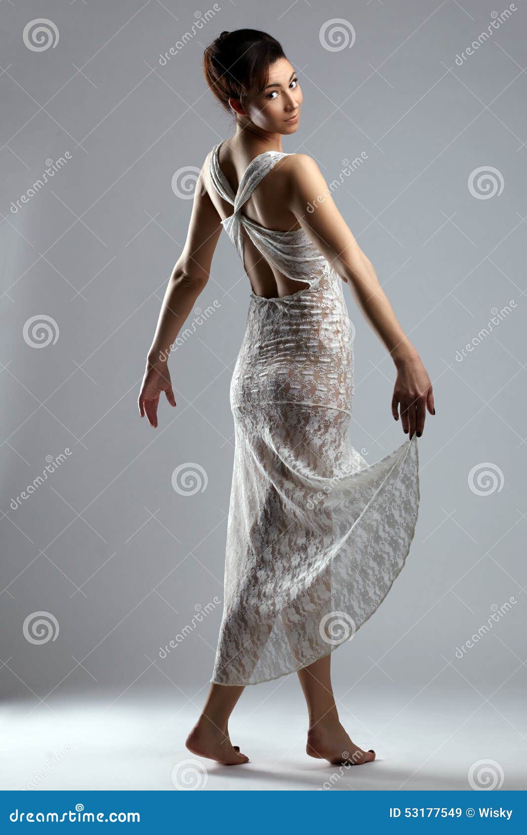 Rear View of Comely Woman Posing in Negligee Stock Image - Image of ...