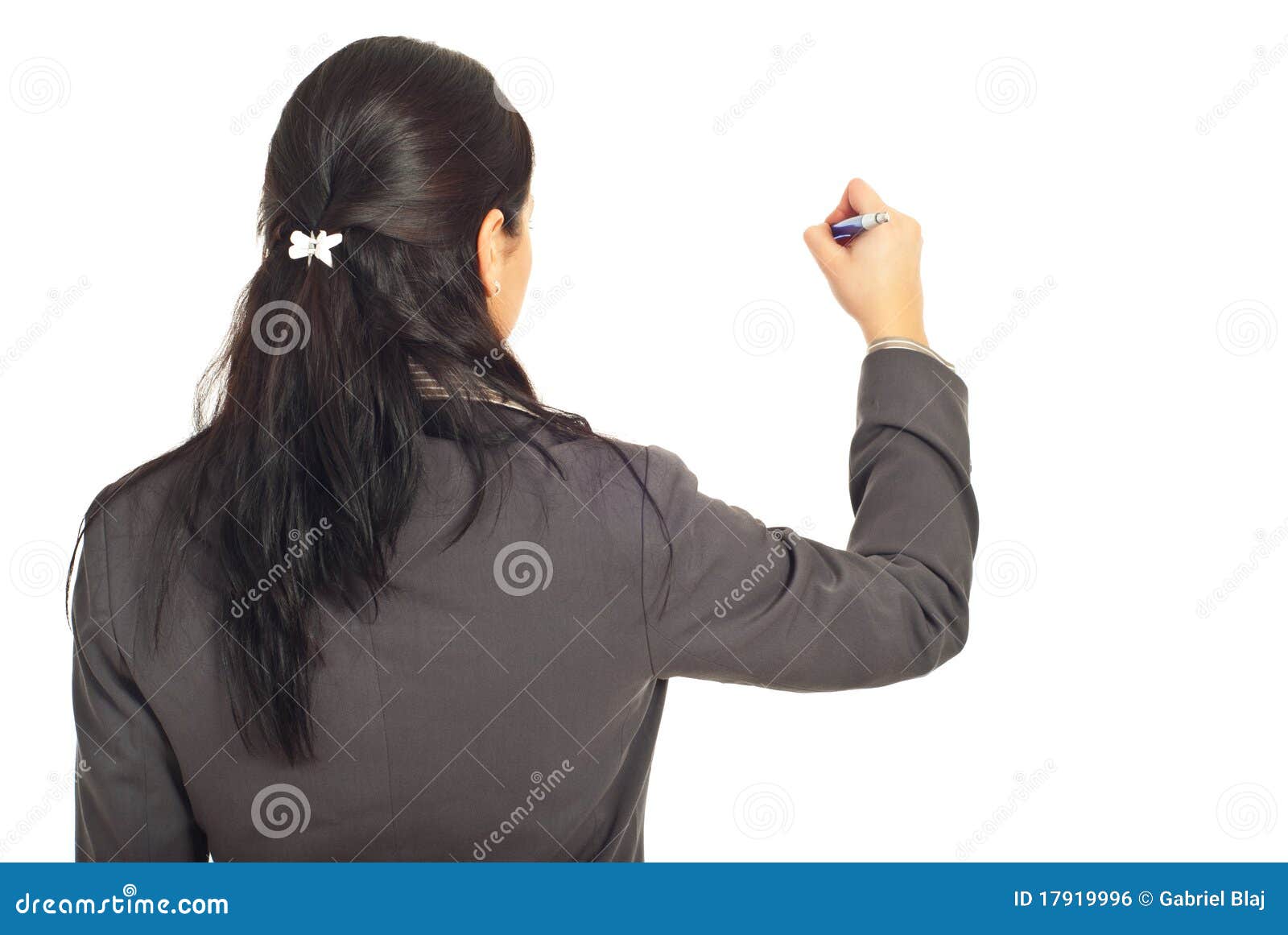 Rear View of Corporate Woman Write on Copy Stock Photo - Image of ...