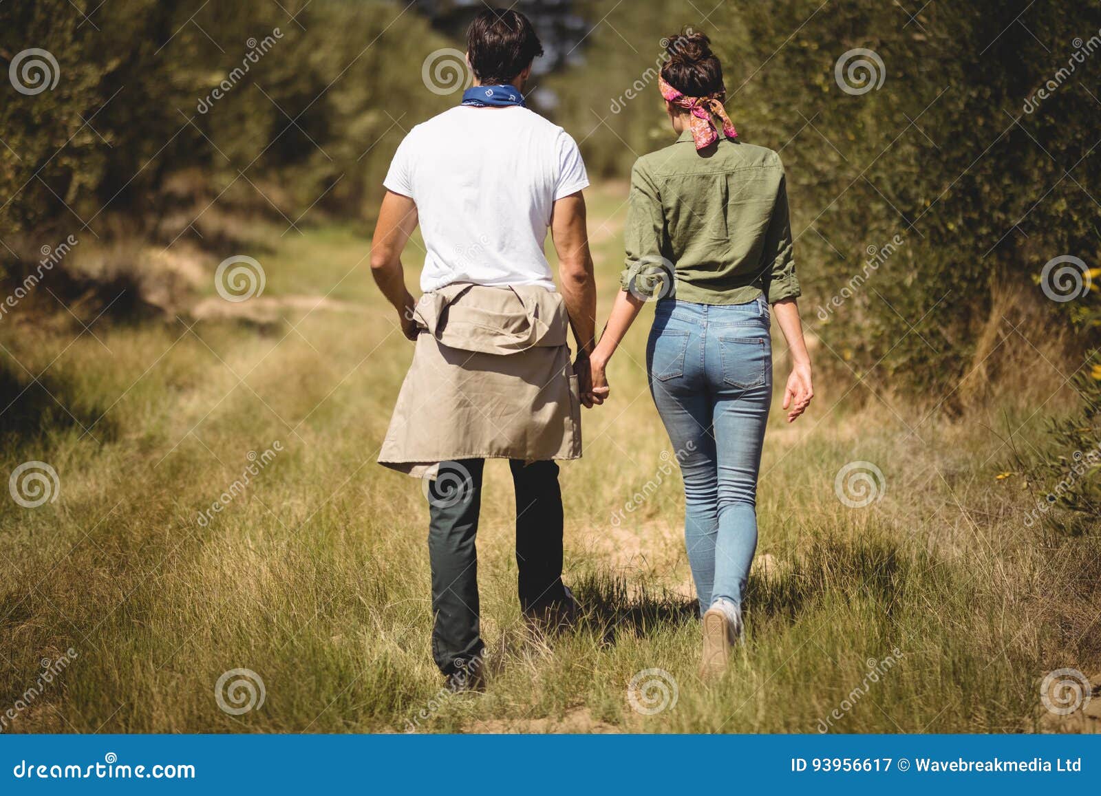 Rear View of Couple Walking at Olive Farm Stock Image - Image of growth ...
