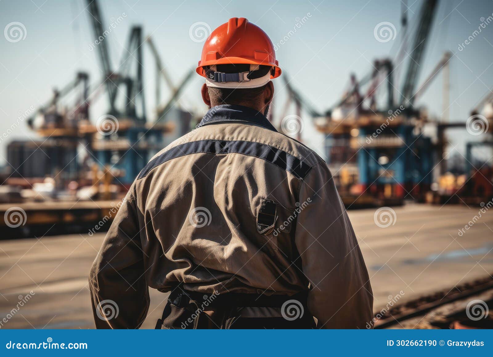 Dock Worker Man With Clip Board Makes Inspection Vector Illustration ...