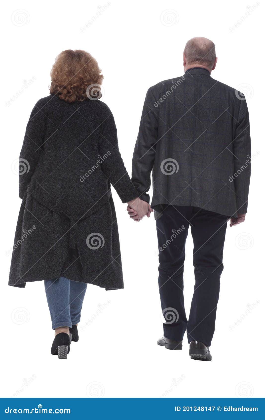 Rear View. an Elderly Couple Walking Away Stock Image - Image of ...