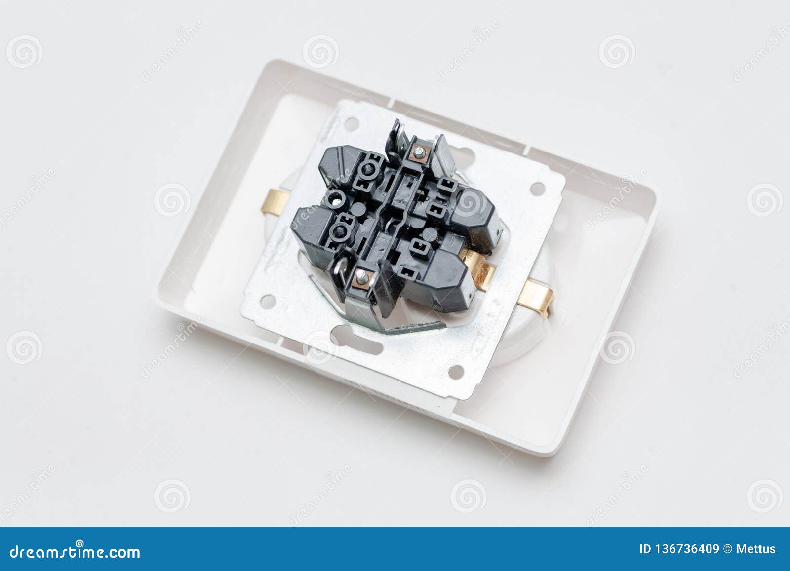 Rear View Electrical Outlet Image with Copyspace from Above. Electrical ...
