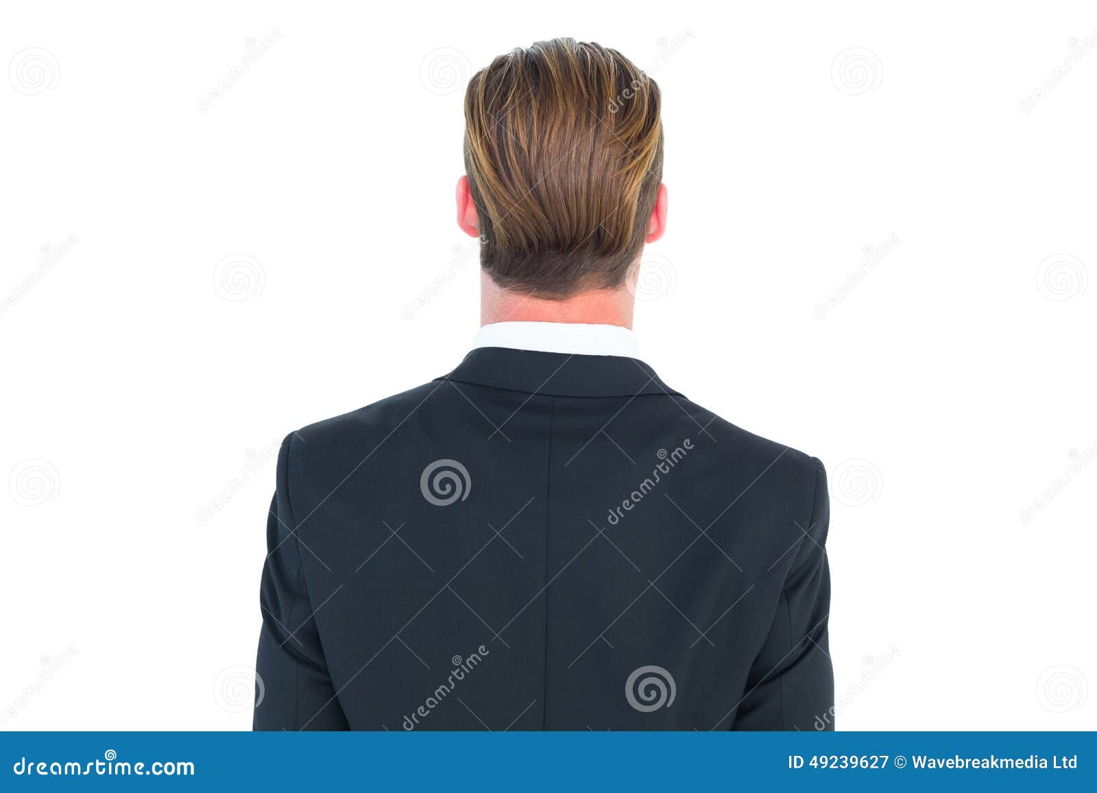 Rear View of Elegant Businessman in Suit Posing Stock Image - Image of ...