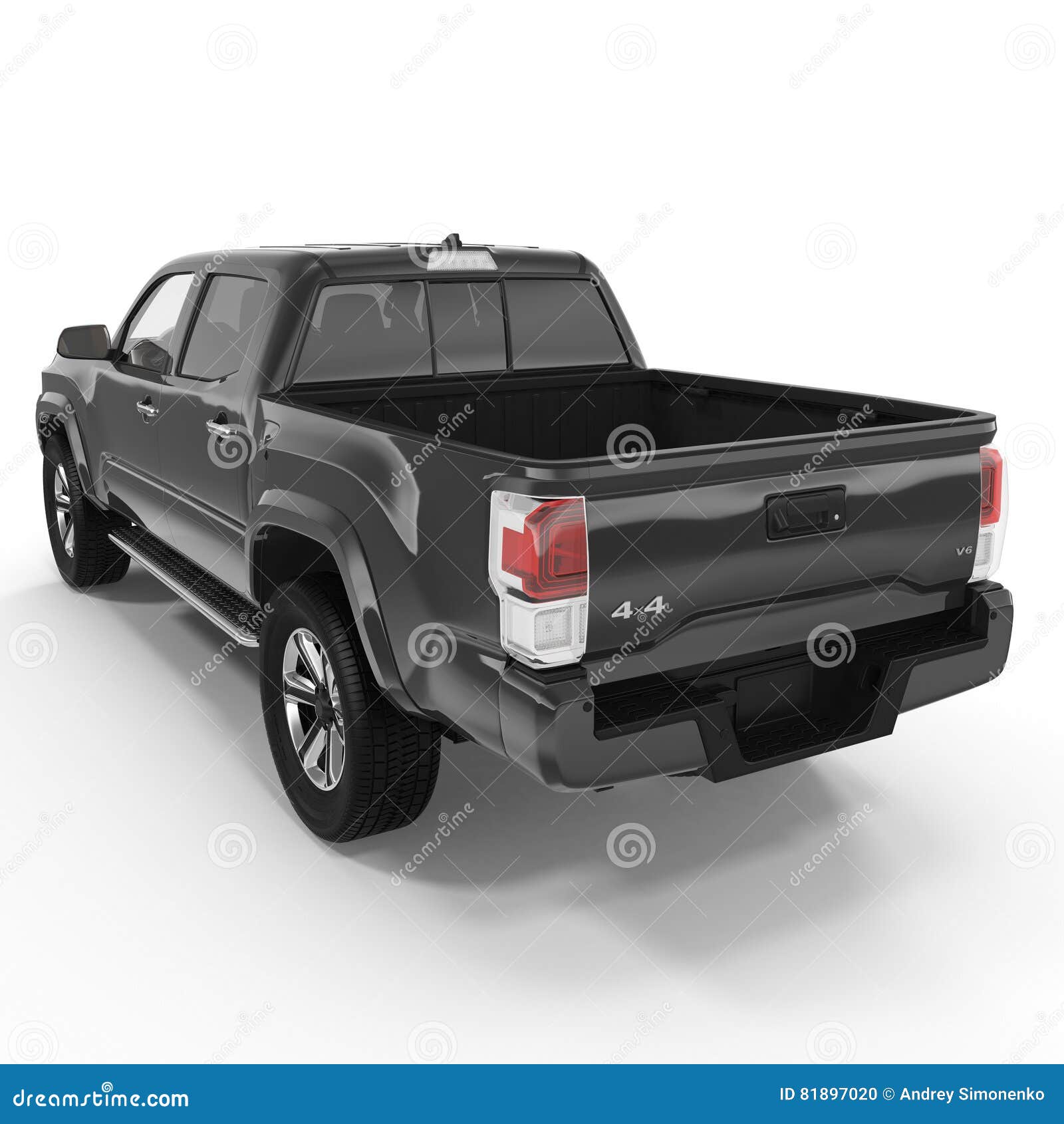 Rear View of Empty Pick-up Truck on White. 3D Illustration Stock ...