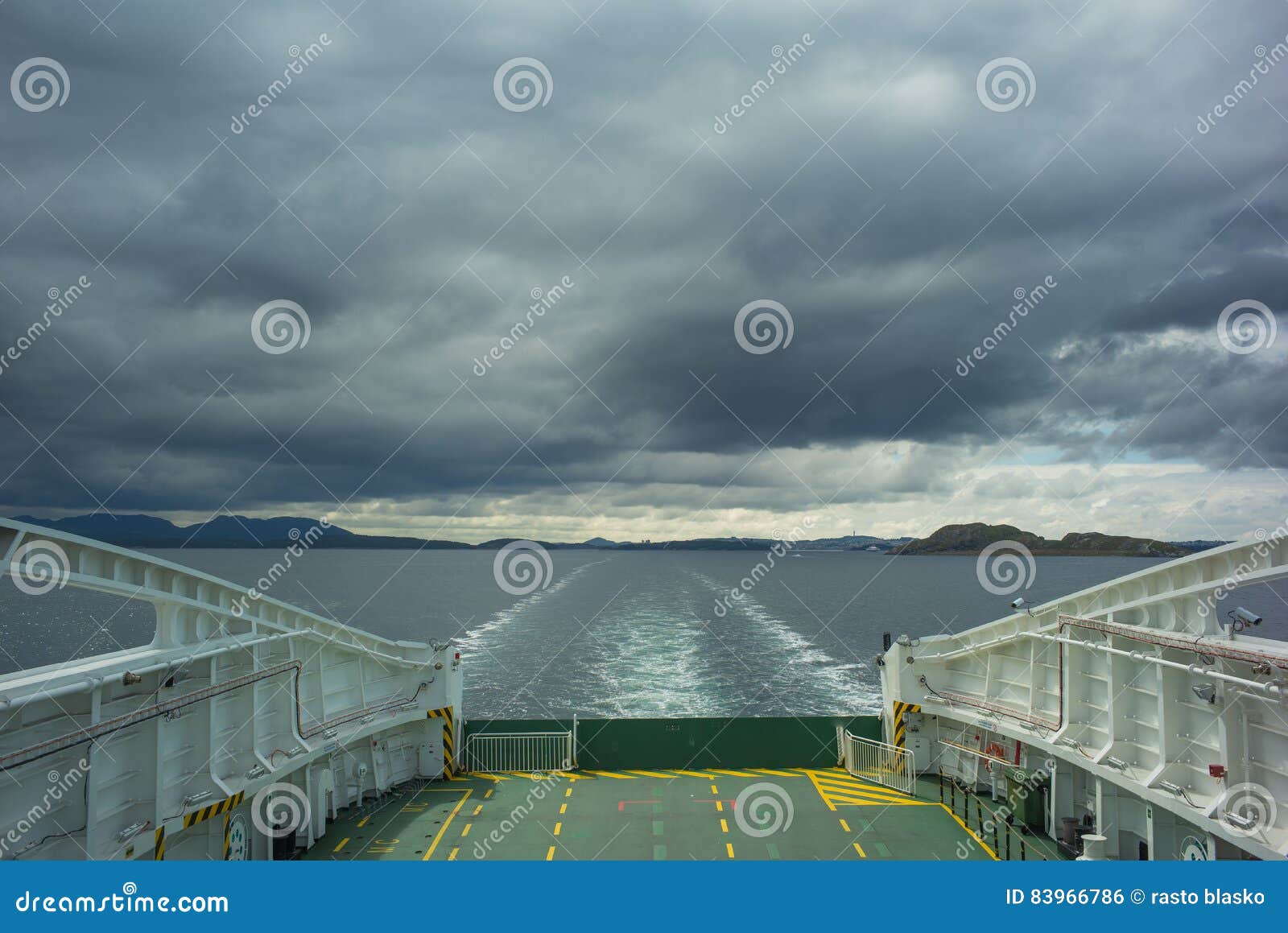 Rear view from ferry stock photo. Image of clouds, ferry - 83966786