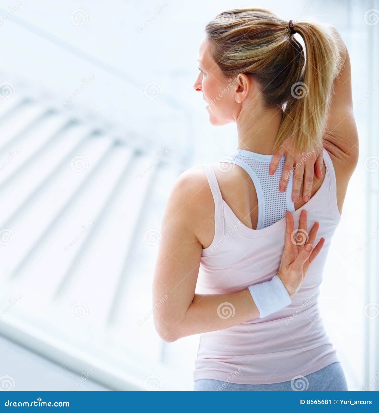 Rear View of a Fit Mature Female Exercising Stock Image - Image of ...