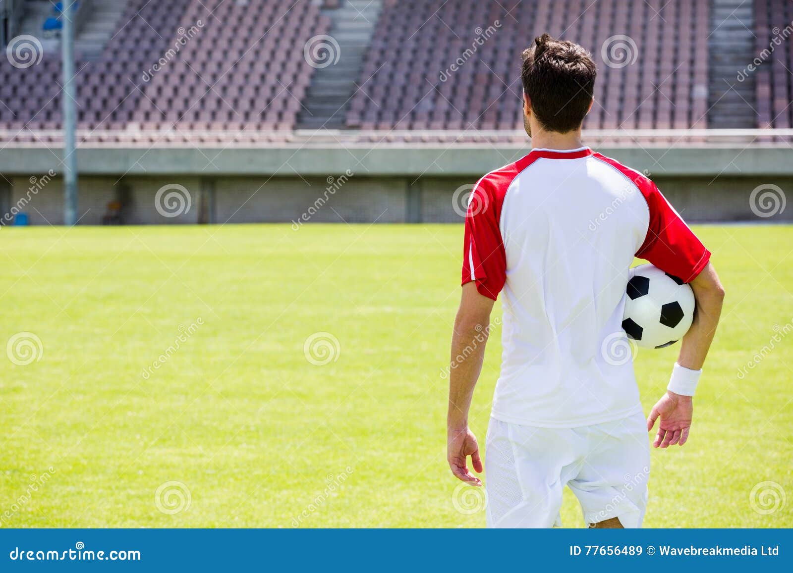 Rear View of a Football Player with a Ball Stock Image - Image of ...