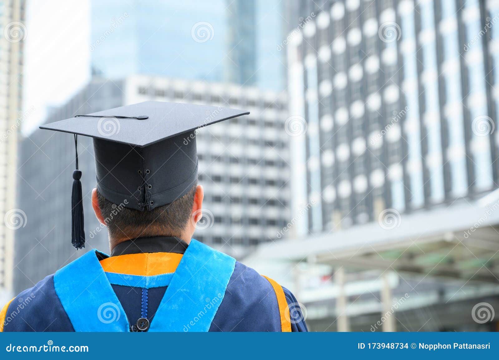 Rear View of Graduates Join the Graduation Ceremony at the University ...