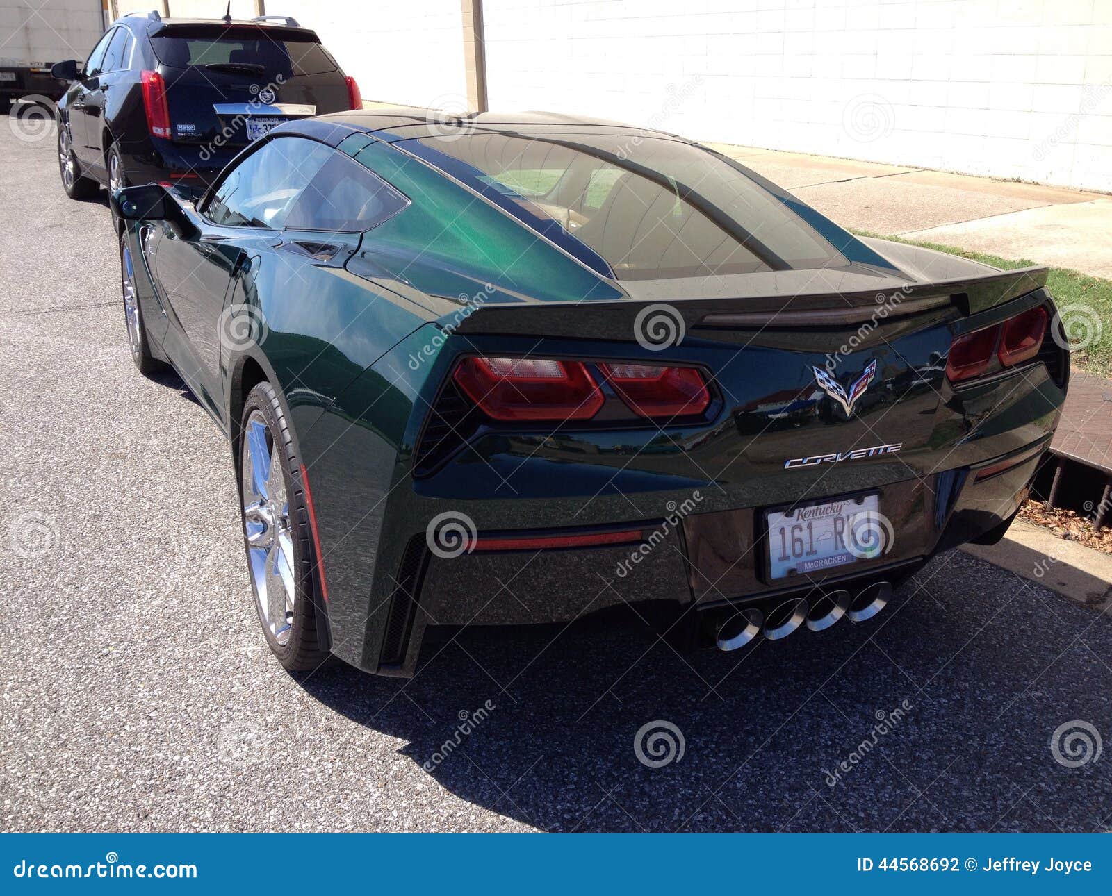 Rear view of Green Vette editorial photography. Image of corvette ...