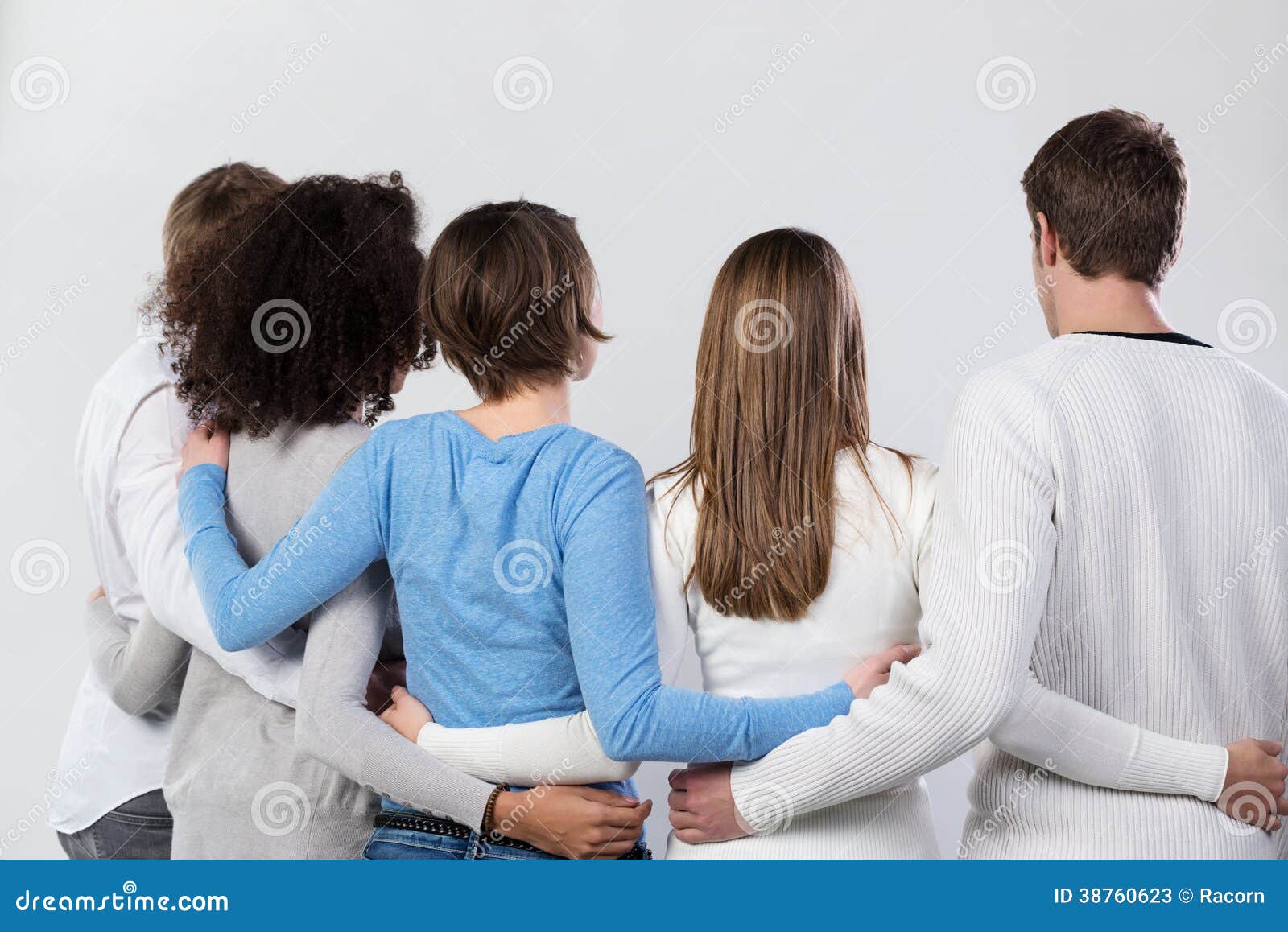 Rear View of a Group of Friends Arm in Arm Stock Image - Image of arms ...