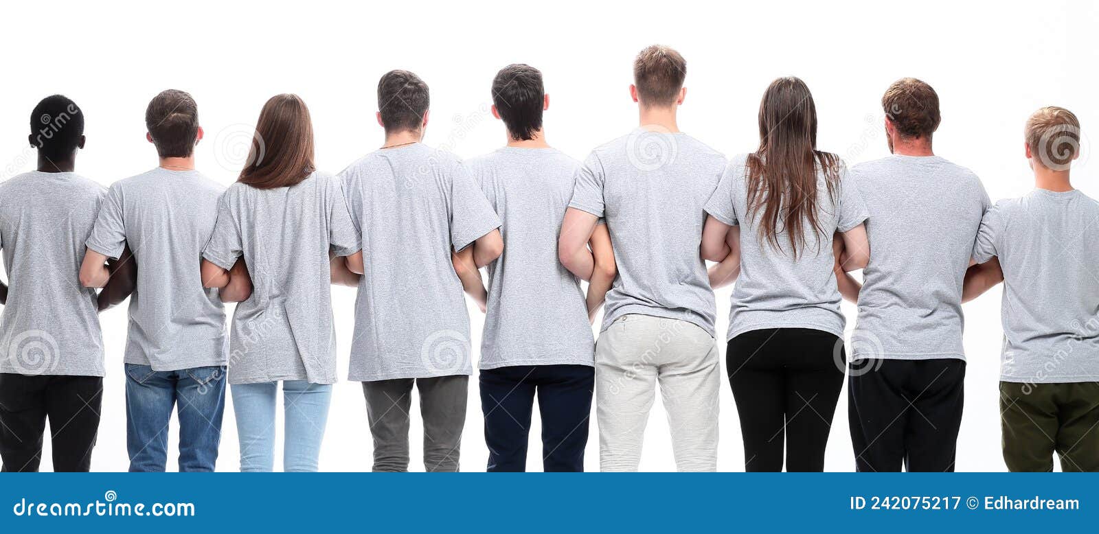 Rear View. a Group of Purposeful Young People Looking Forward Stock ...