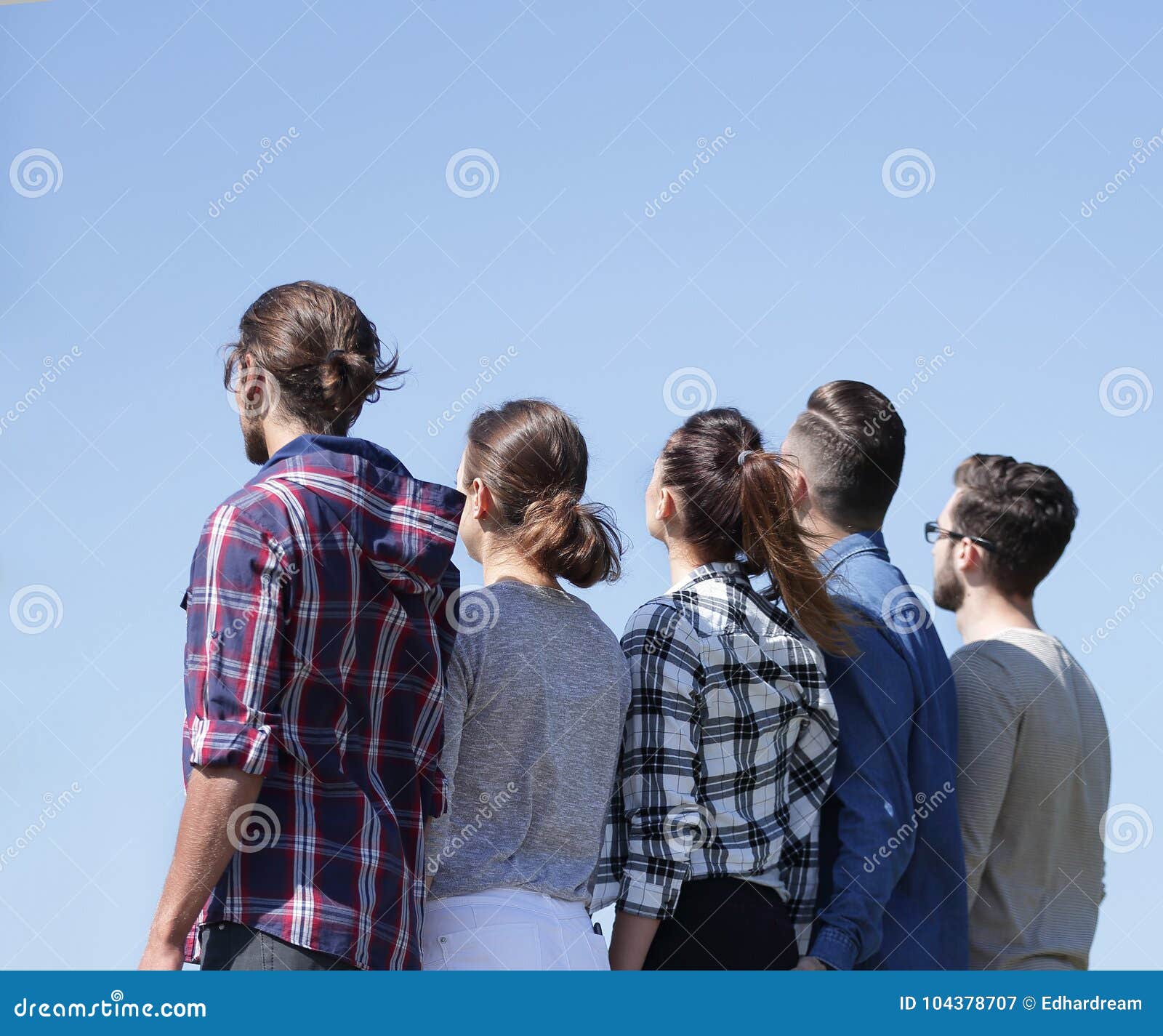 Rear View .a Group of Students Looking at Copy Space Stock Image ...