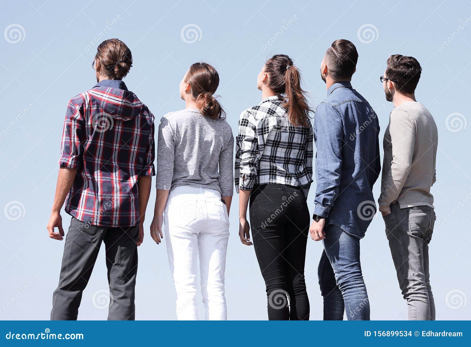 Rear View.a Group of Young People Looking at Copy Space Stock Photo ...