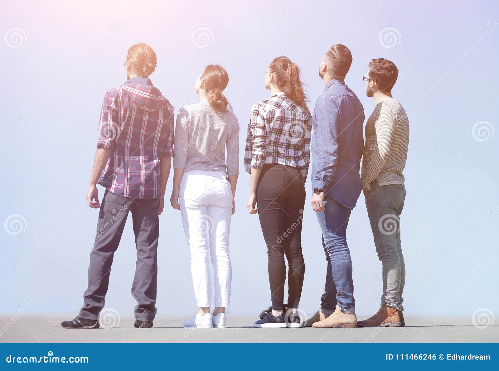 Rear View.a Group of Young People Looking at Copy Space Stock Photo ...