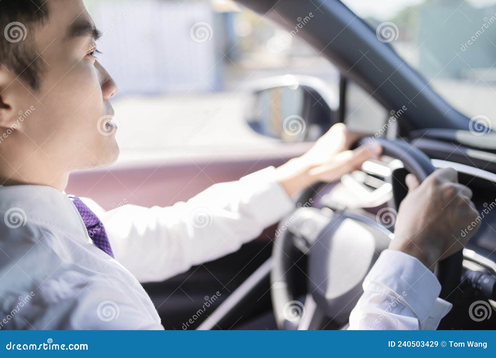 Rear View of Handsome Young Man Driving the Car Stock Image - Image of ...