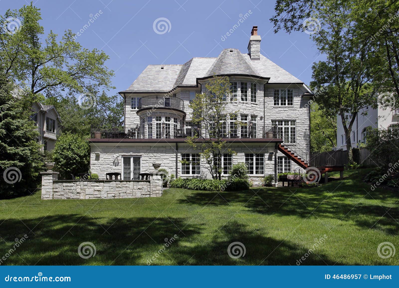 Rear View of Home with Patio Stock Image - Image of dwelling, building ...