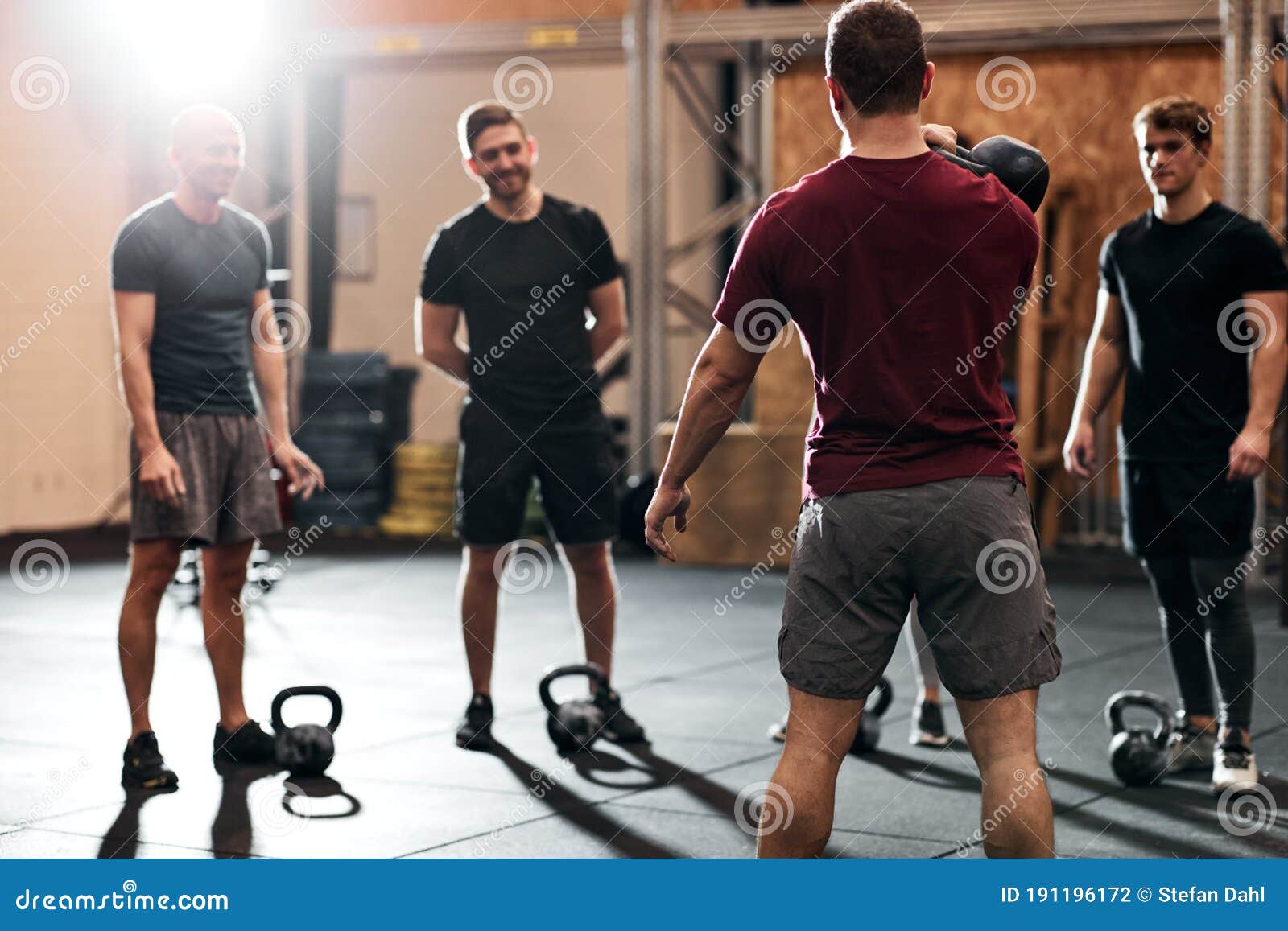 Men Talking Together before a Strengthening Class at the Gym Stock ...