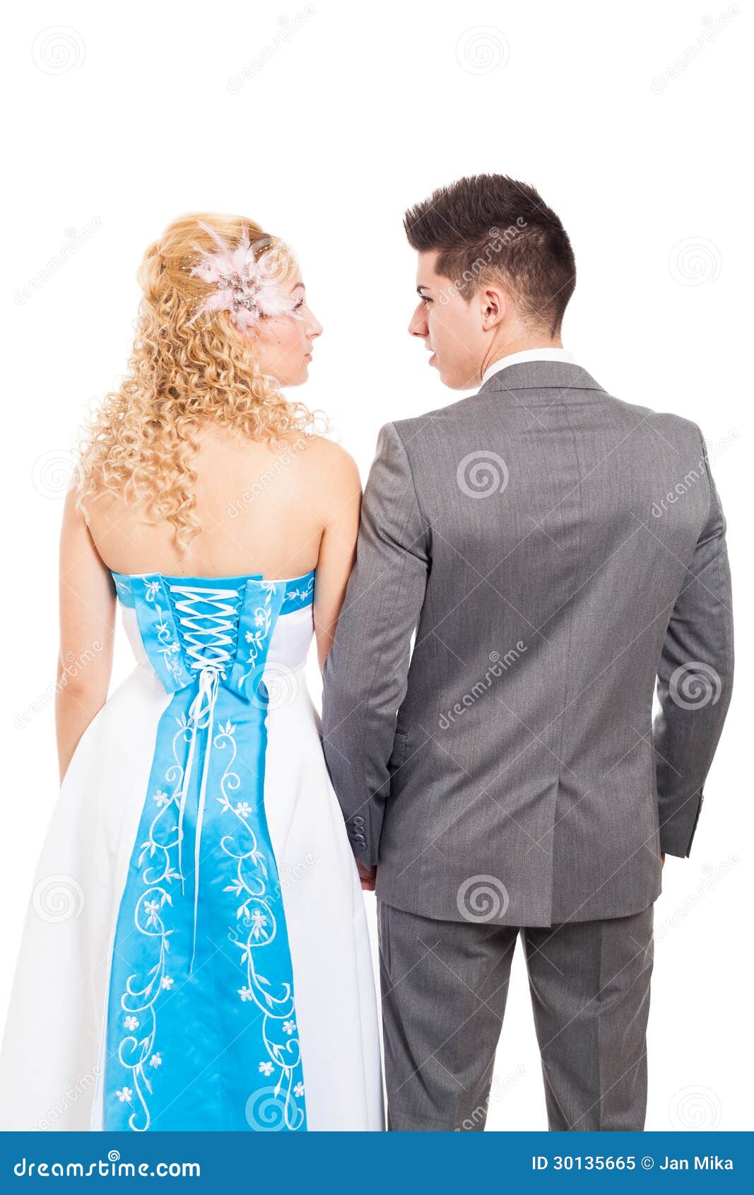 Back View of Just Married Wedding Couple Stock Image - Image of love ...