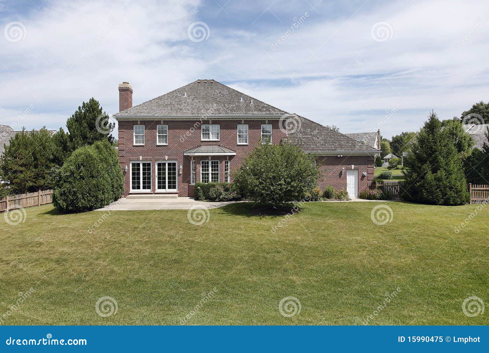 Rear View of Large Brick Home Stock Image - Image of building ...