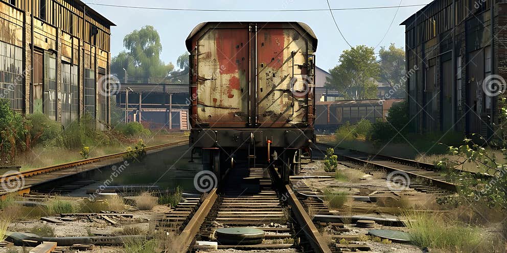 Rear View of the Last Wagon of a Freight Train Background - Ai ...