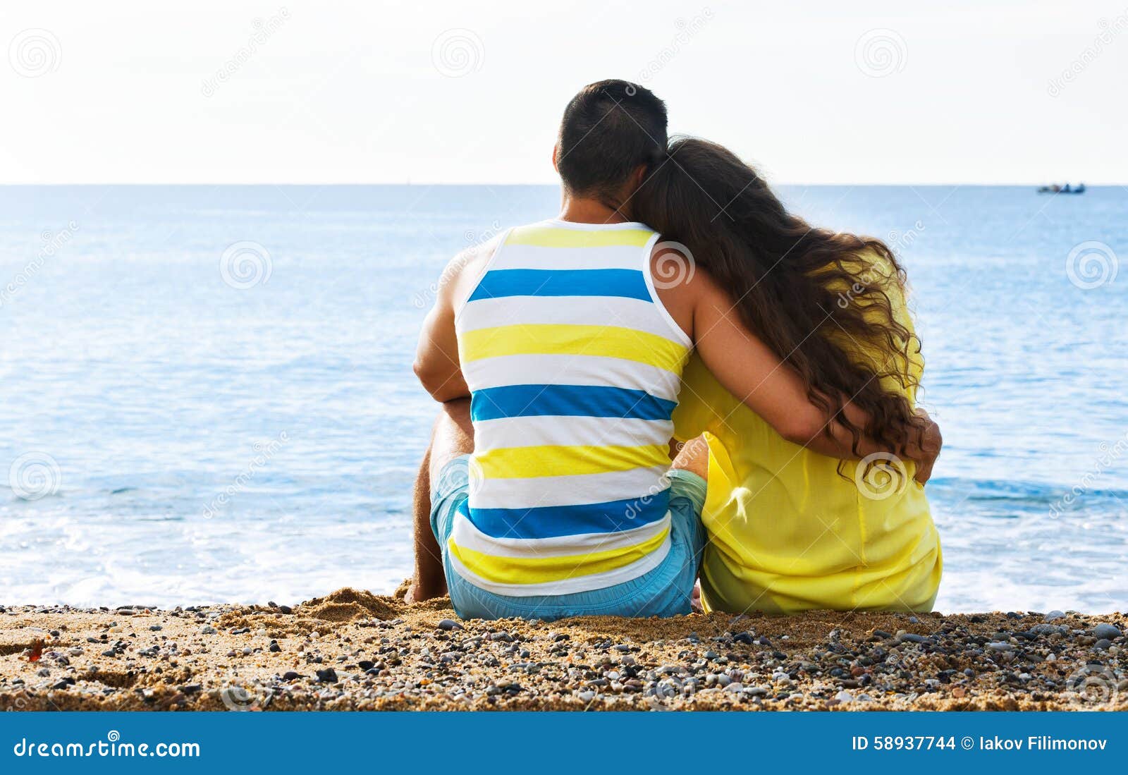 Rear View of Loving Couple Having Romantic Date Stock Photo - Image of ...