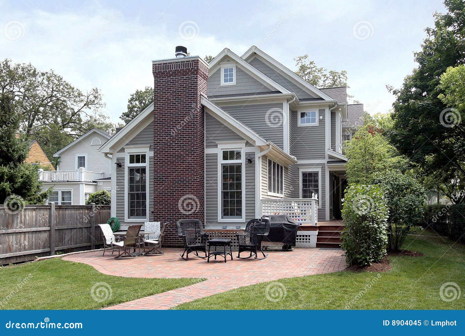 Rear view of luxury home stock image. Image of upscale - 8904045