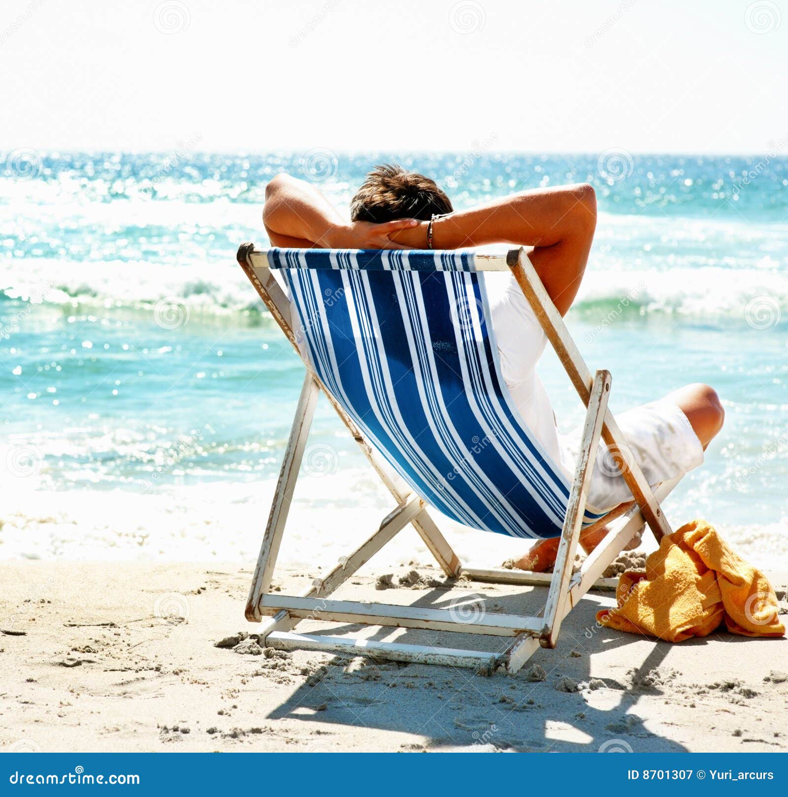 Rear View of a Male Resting by the Beach Stock Image - Image of natural ...
