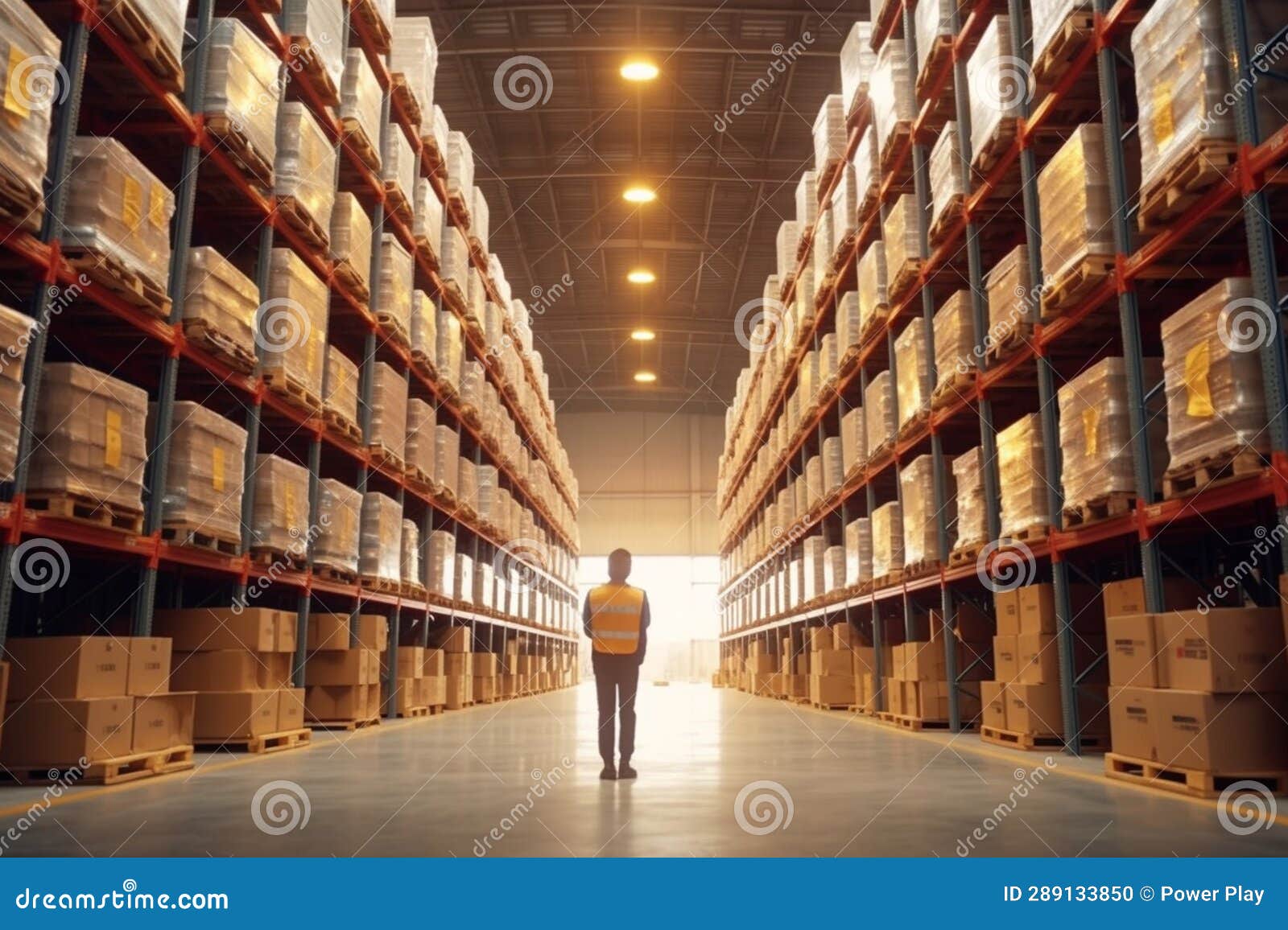 Rear View of Male Supervisor Standing in Warehouse. this is a Freight ...