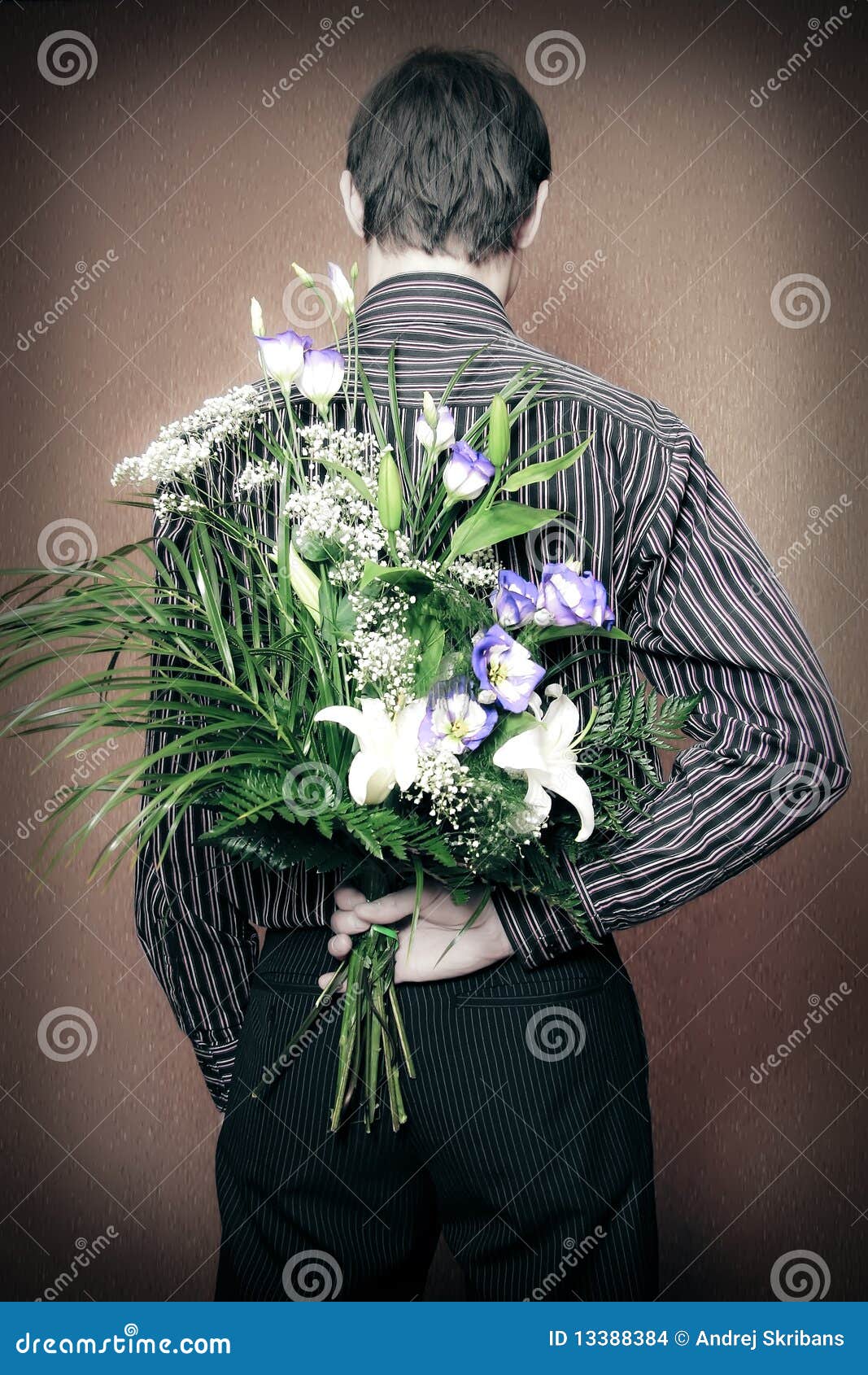 Rear View of Man with Flowers Stock Photo - Image of life, holding ...