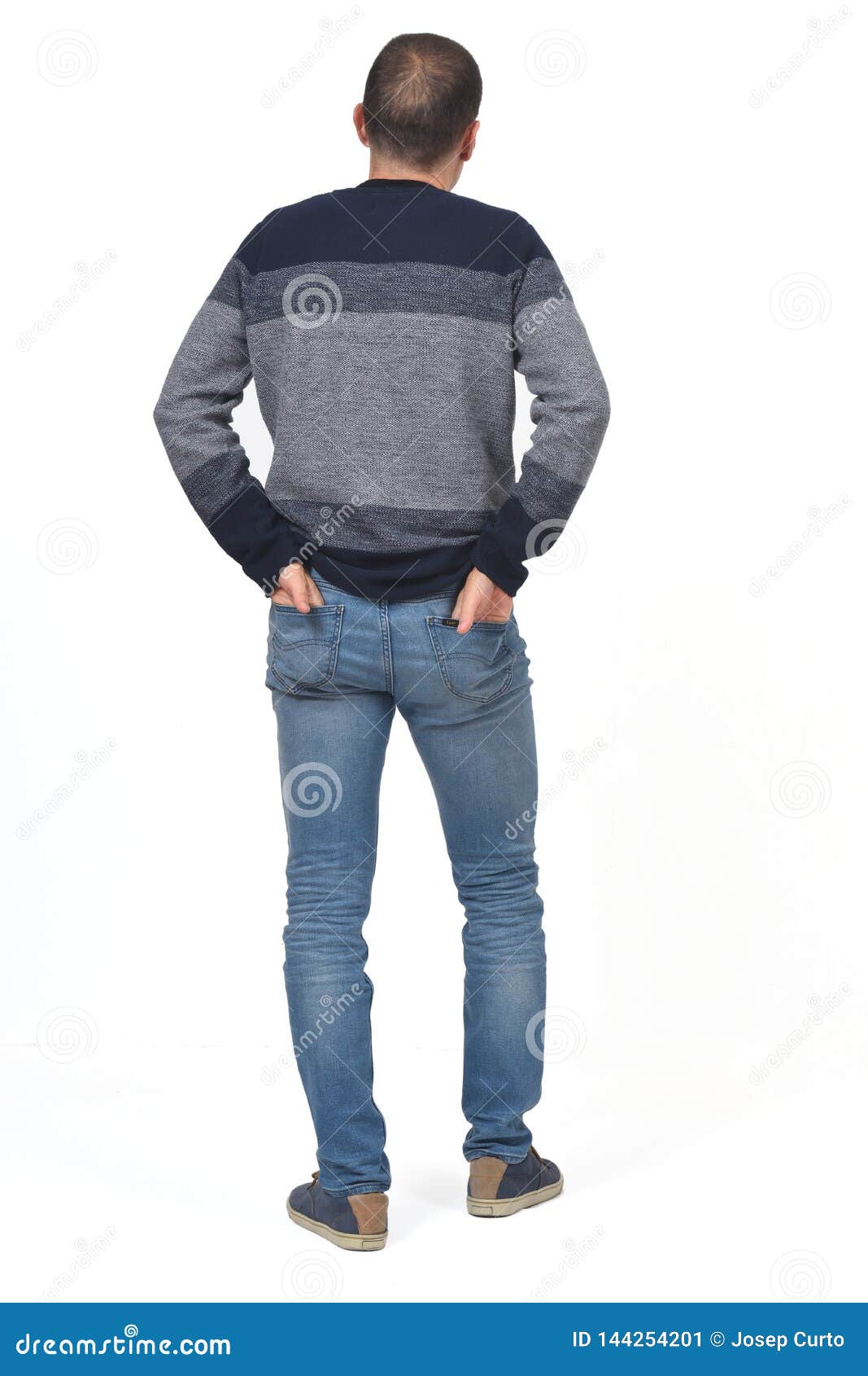 Rear View of a Man with Hands in the Back Pockets Stock Image - Image ...
