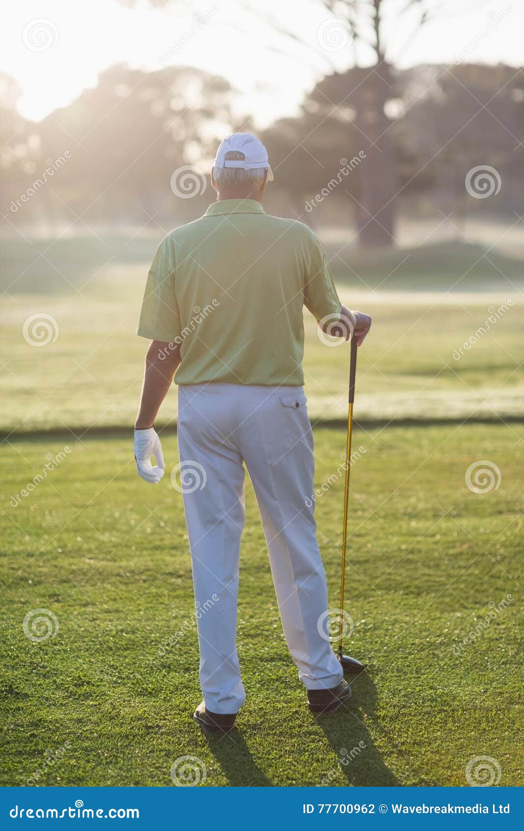 Rear View of Man Holding Golf Club Stock Photo - Image of casual ...