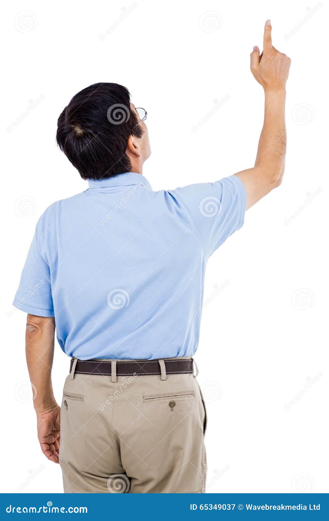 Rear view of man pointing stock image. Image of activity - 65349037
