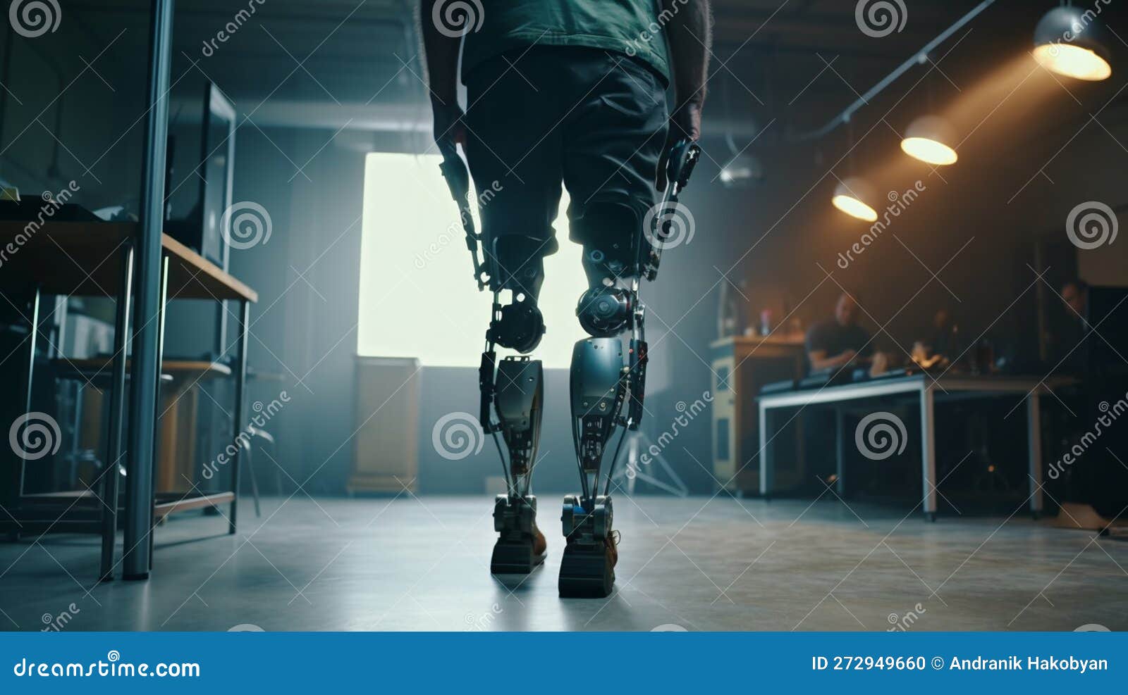Rear View of Man with Prosthetic Leg. Generative Ai Stock Illustration ...