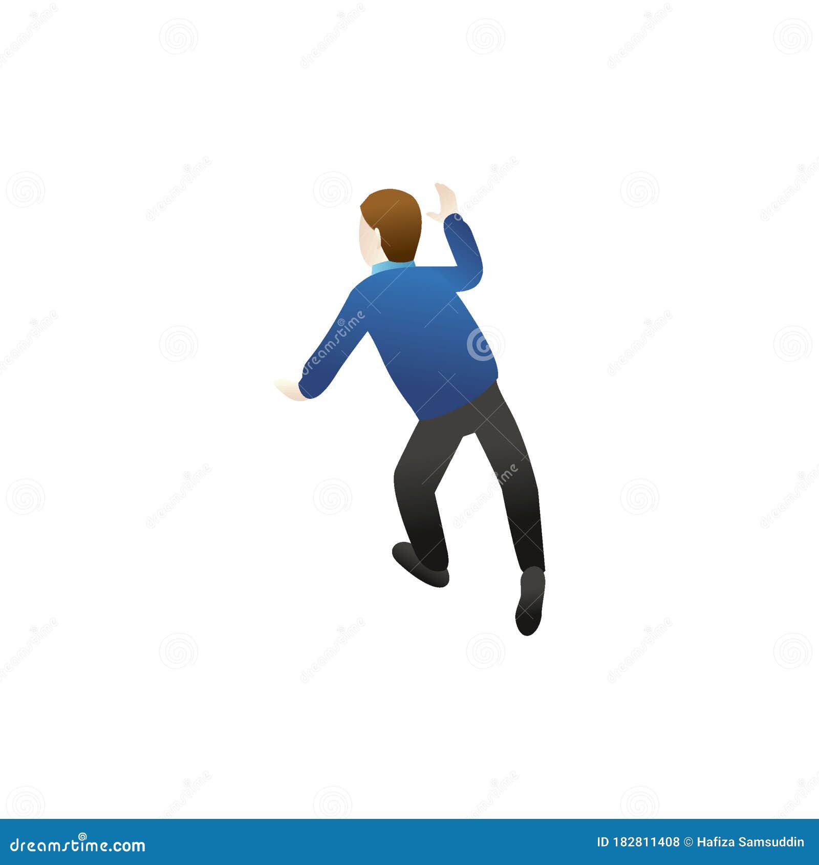 Rear view of man stock vector. Illustration of climb - 182811408