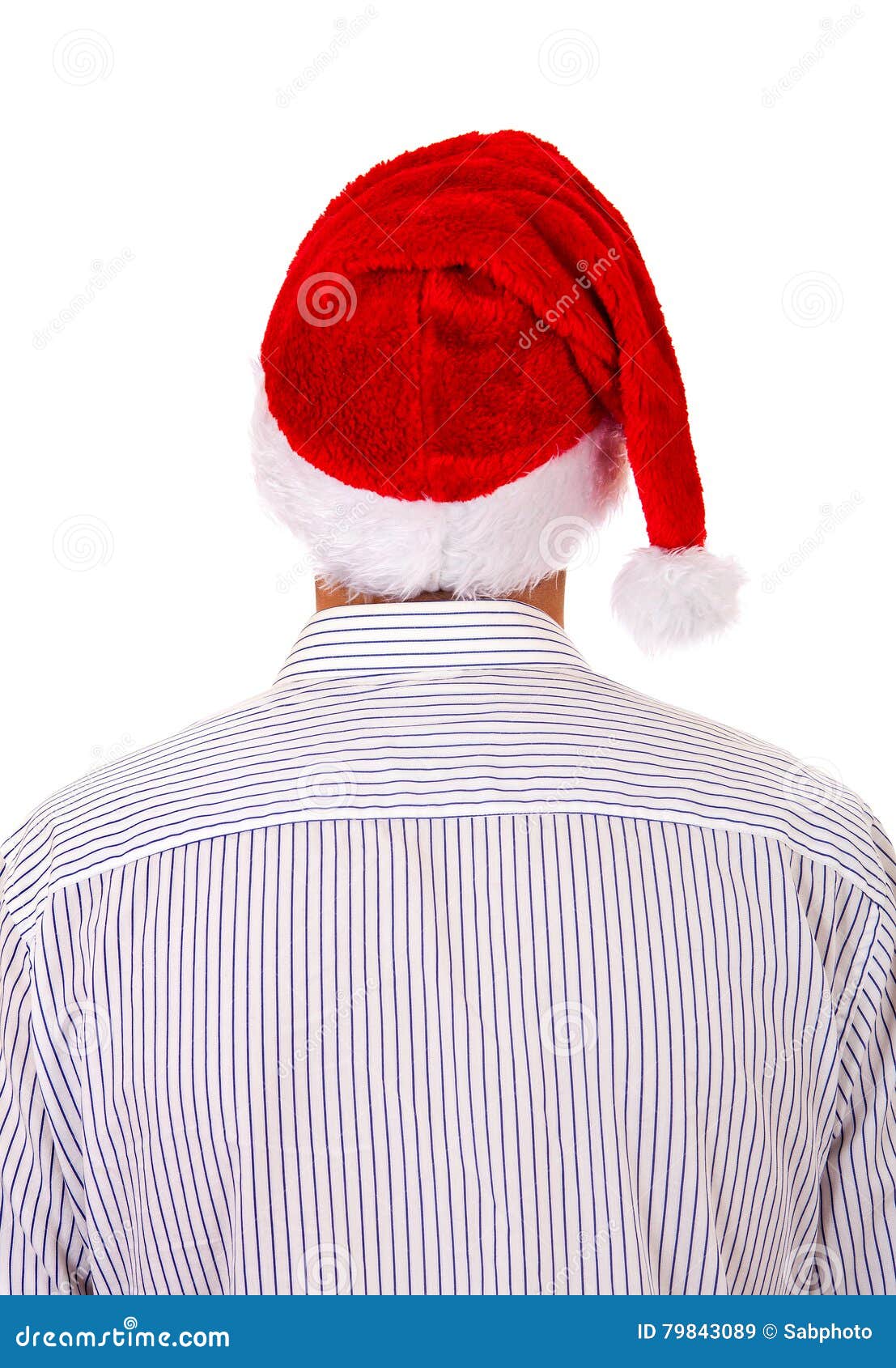 Rear View of a Man in Santa Hat Stock Image - Image of stand, teen ...