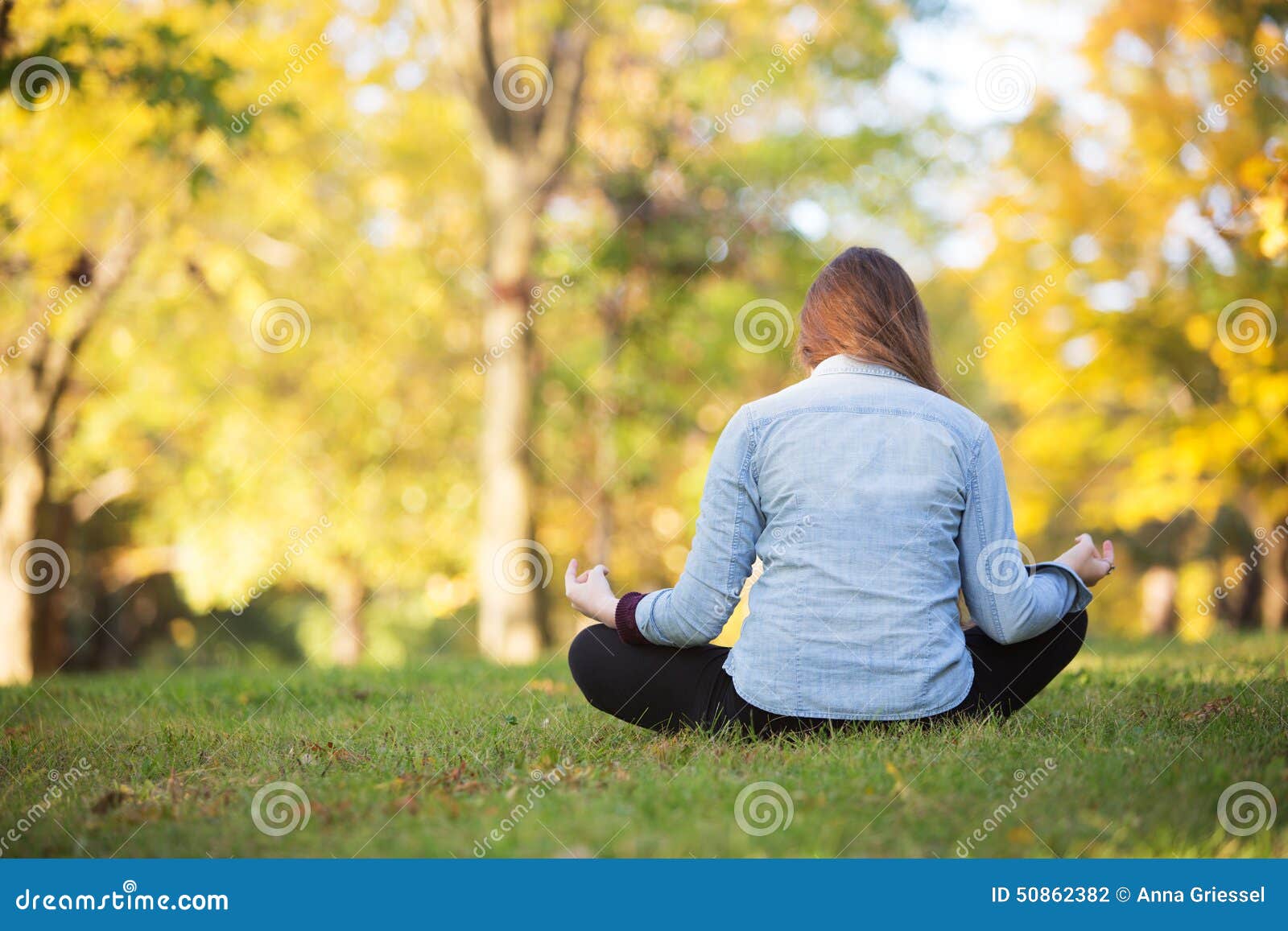 Rear View of Meditating Woman Stock Photo - Image of teenager, young ...